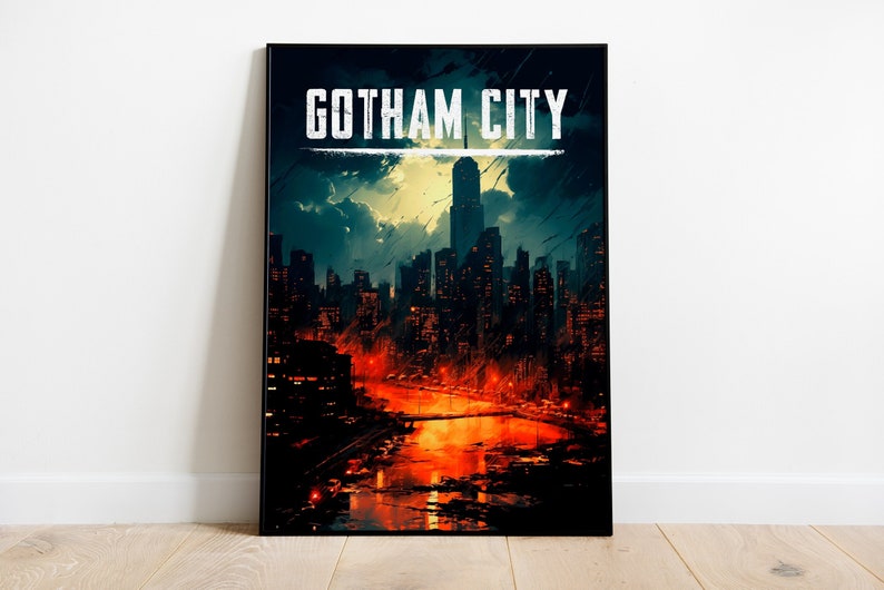 Gotham City Poster, Epic Batman City Landscape Film Print, Bat Man ...