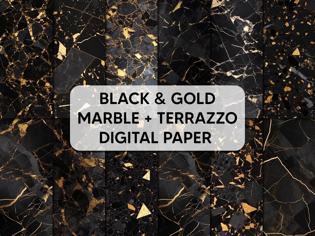 Black Gold Marble & Terrazzo Digital Paper 20 Seamless - Etsy