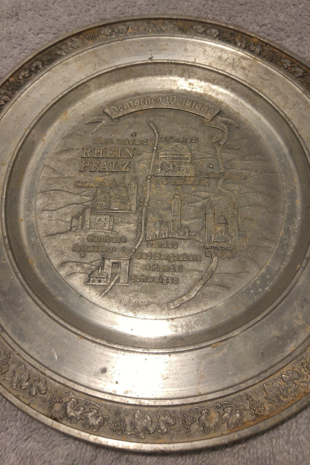 Vintage Austria ZINN BECKER 95% Zinn Pewter Wall Plate Plaque - Etsy