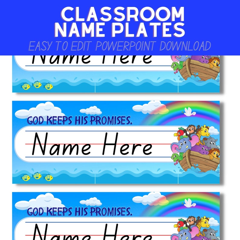 Noah's Ark Children Desk Name Plate Powerpoint - Etsy