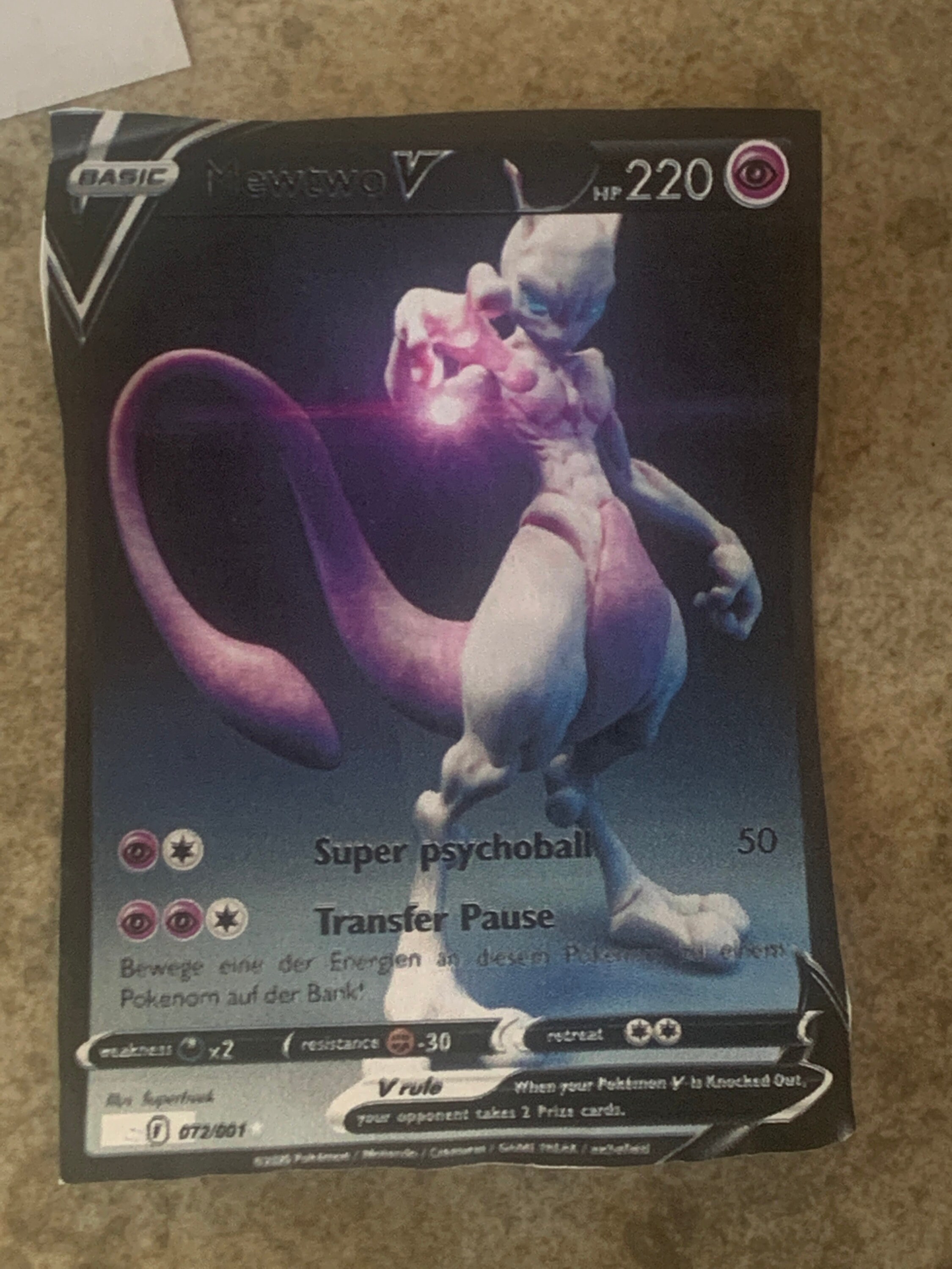 Mewtwo V Reallife Custom Pokemon Card - Etsy Australia