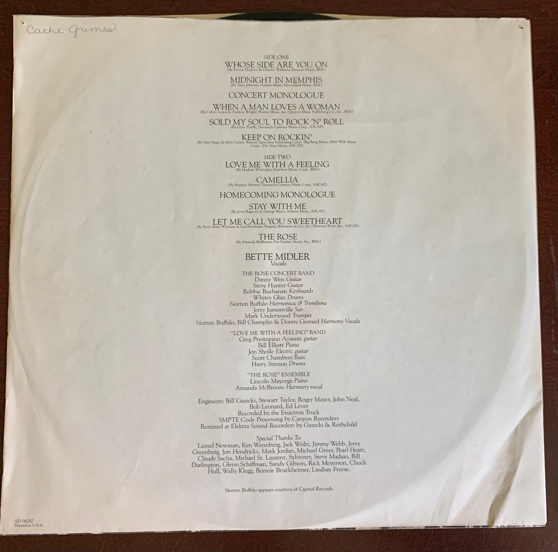 Bette Midler: the Rose Motion Picture Soundtrack - Vinyl, LP, Atlantic ...