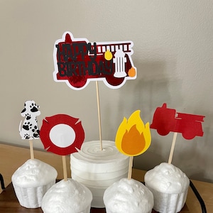 Fire, Firetruck Themed Cake and Cupcake Toppers, Fire, Firetruck ...
