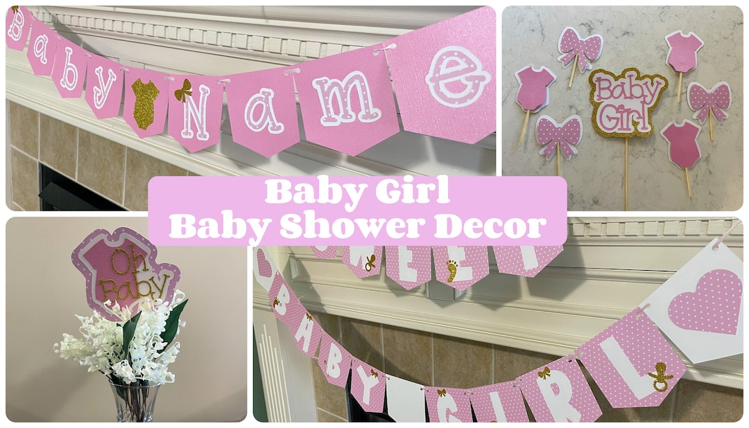 Pink Baby Girl Themed Baby Shower, Pink Baby Shower Decorations, Pink ...