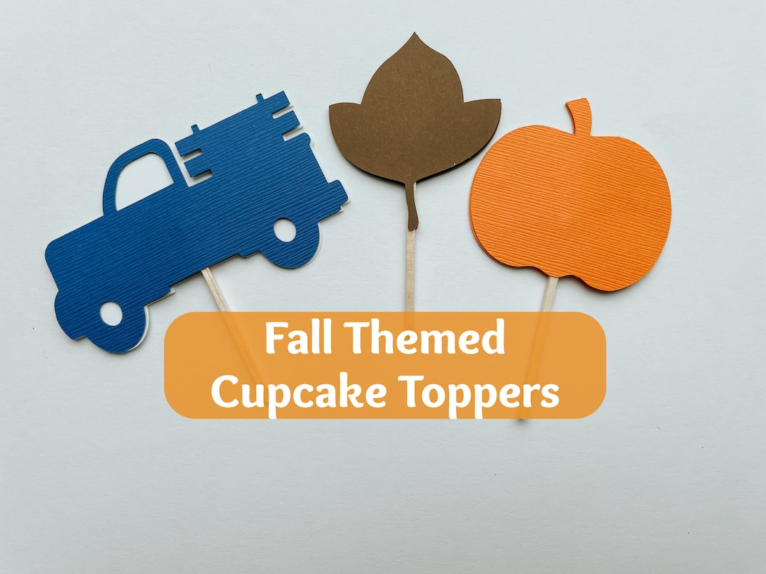 Fall Themed Cupcake Toppers Blue Truck Fall Cupcake Toppers - Etsy