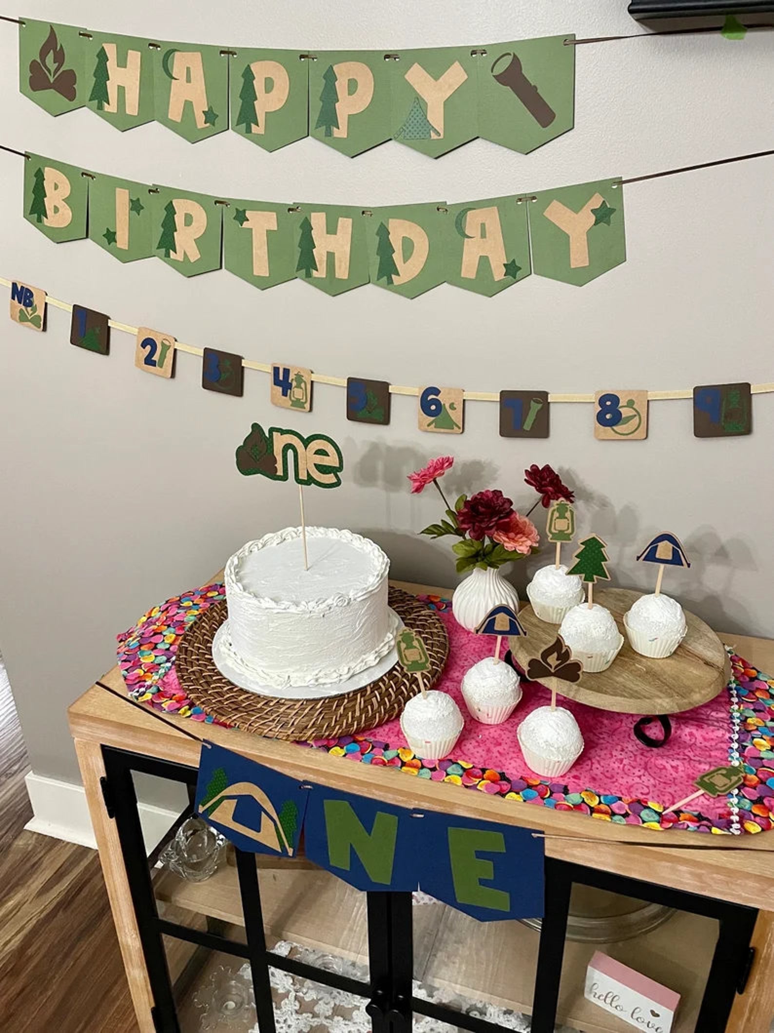 Camping Theme Birthday Party Table Centerpiece, Camping, Happy Camper ...