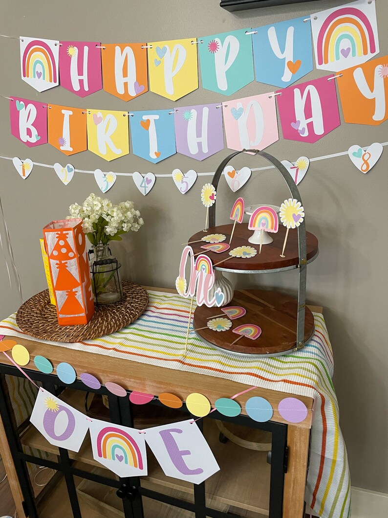 Rainbow Themed Birthday Decorations First Birthday Decor - Etsy