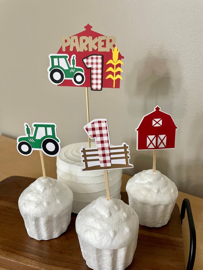 Farm Themed Cake and Cupcake Toppers, Farm Themed Birthday, Farm Theme ...