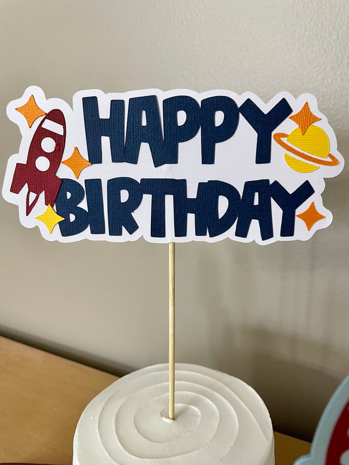 Space Themed Cake and Cupcake Toppers, One Trip Around the Sun Birthday ...