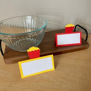 Popcorn Themed Food Labels, Place Cards, Popcorn Menu Tent Cards ...
