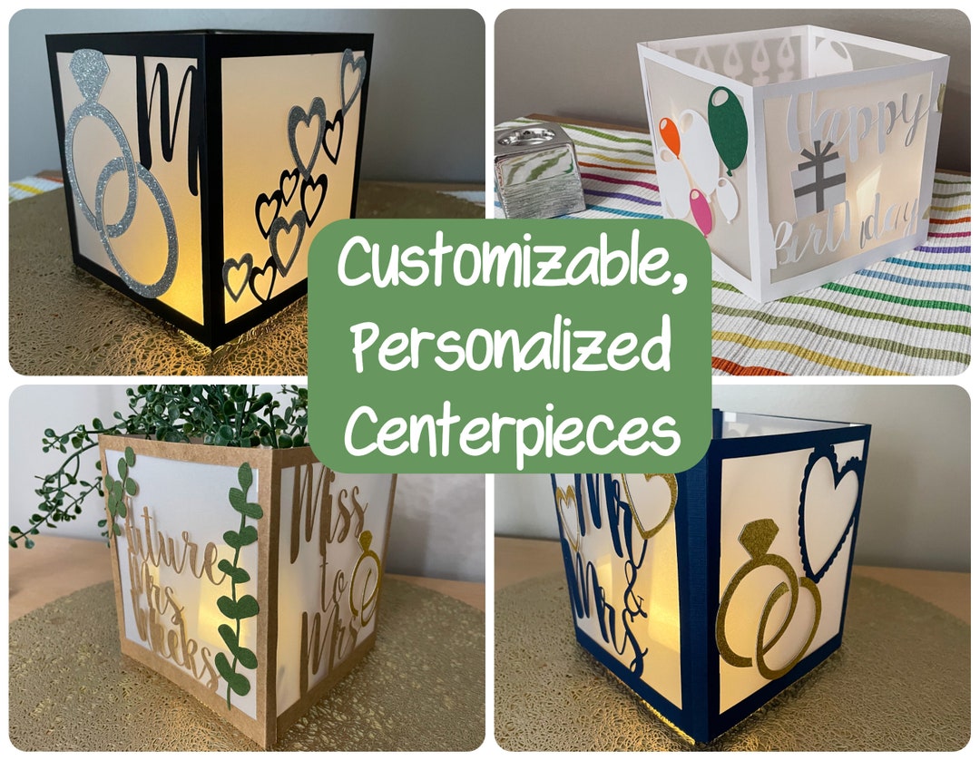 Customizable, Personalized Centerpiece, Lighted Centerpiece Set, Table ...