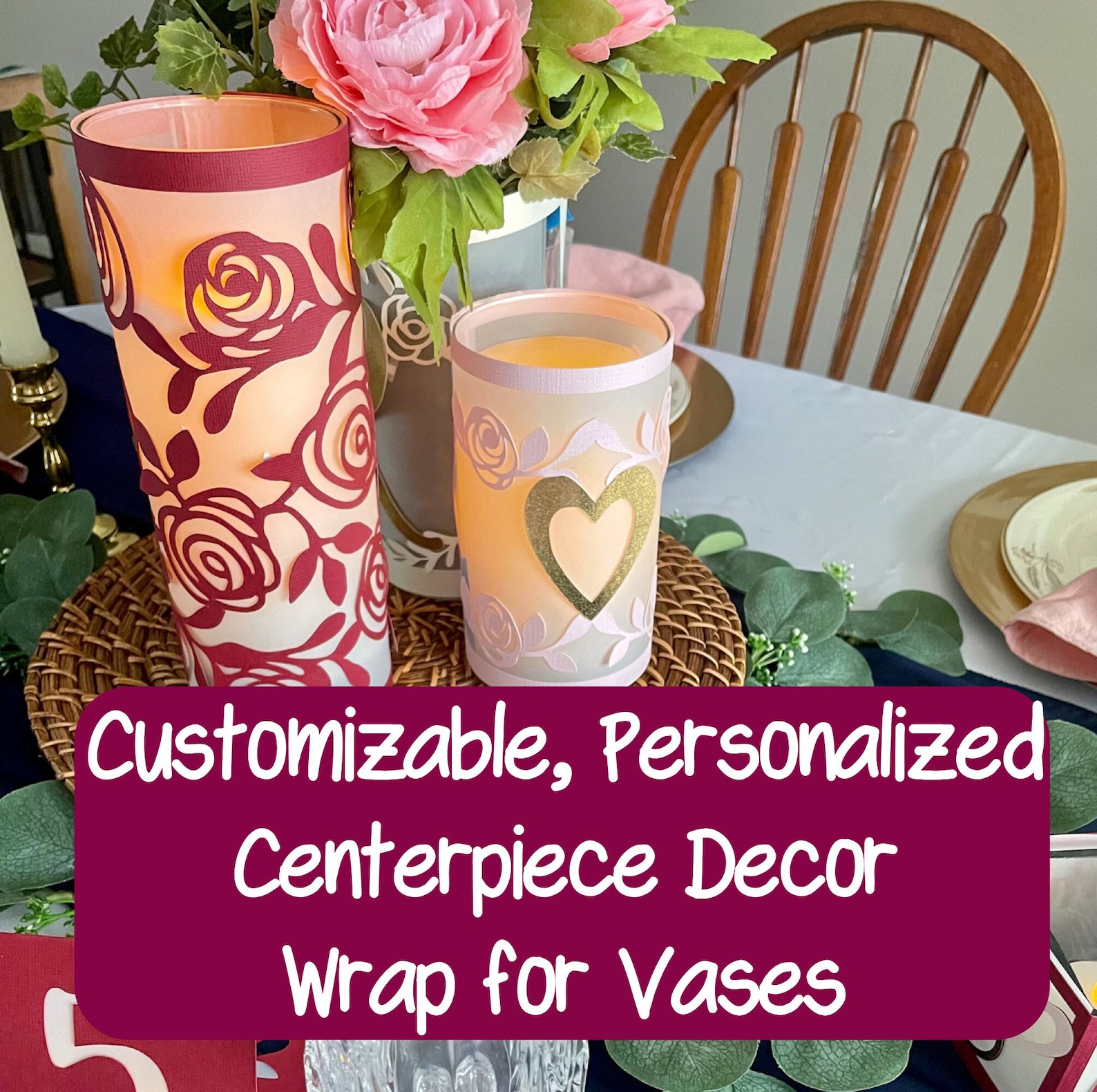 Customizable, Personalized Centerpiece, Lighted Centerpiece Set, Table ...