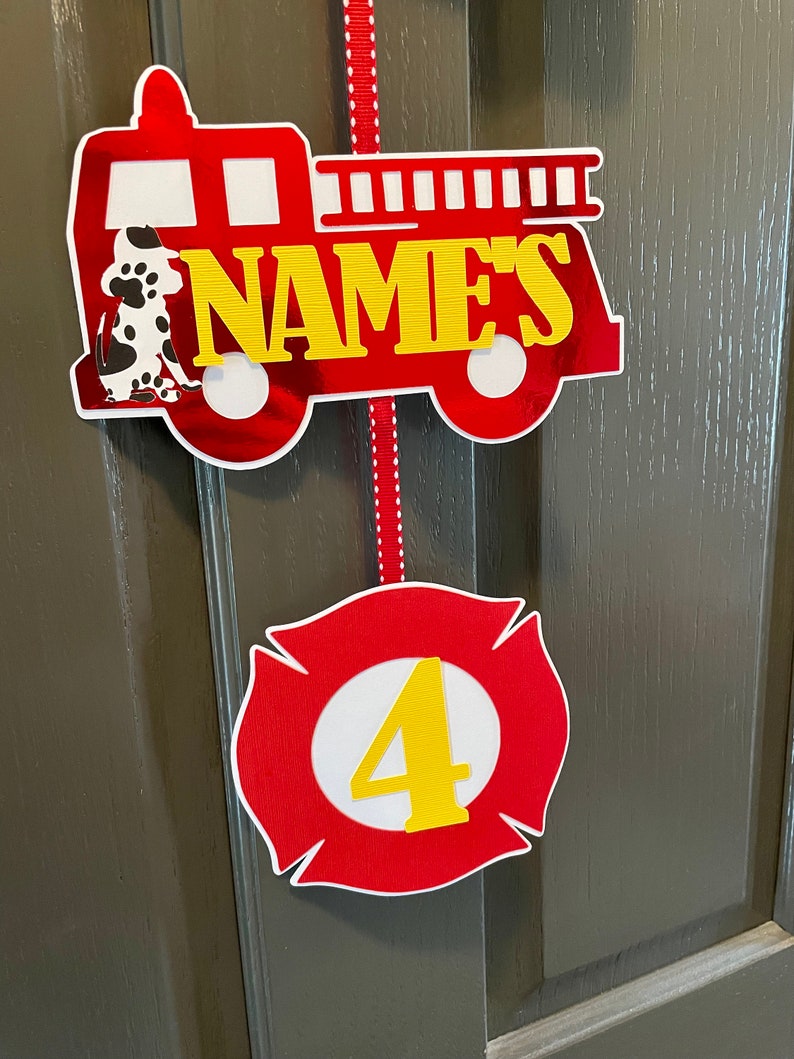 Fire and Firefighter Themed Birthday Door Sign, Firefighter Birthday ...