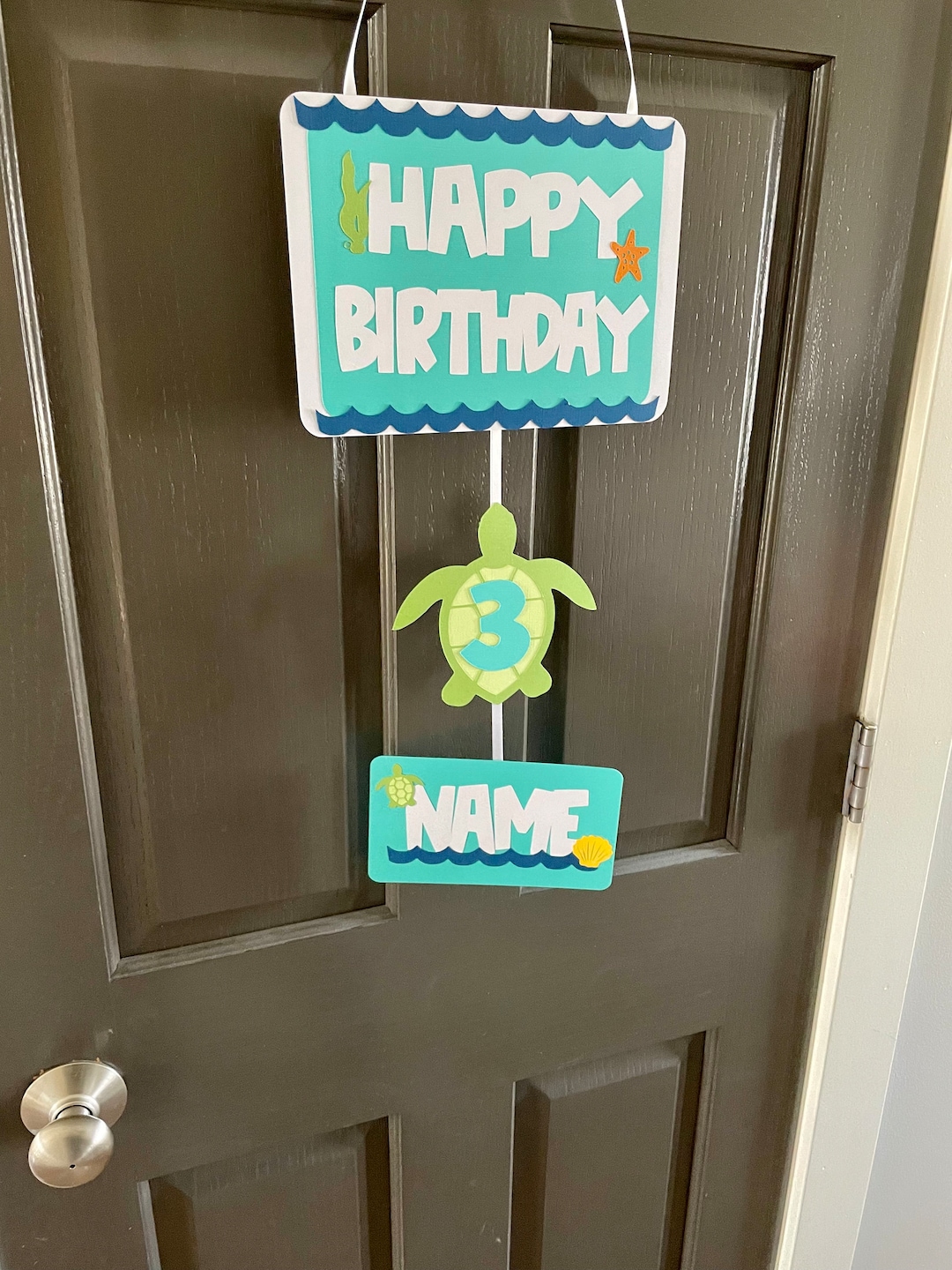 Sea Turtle Themed Birthday Door Sign, Sea Turtle, Ocean Birthday Door ...