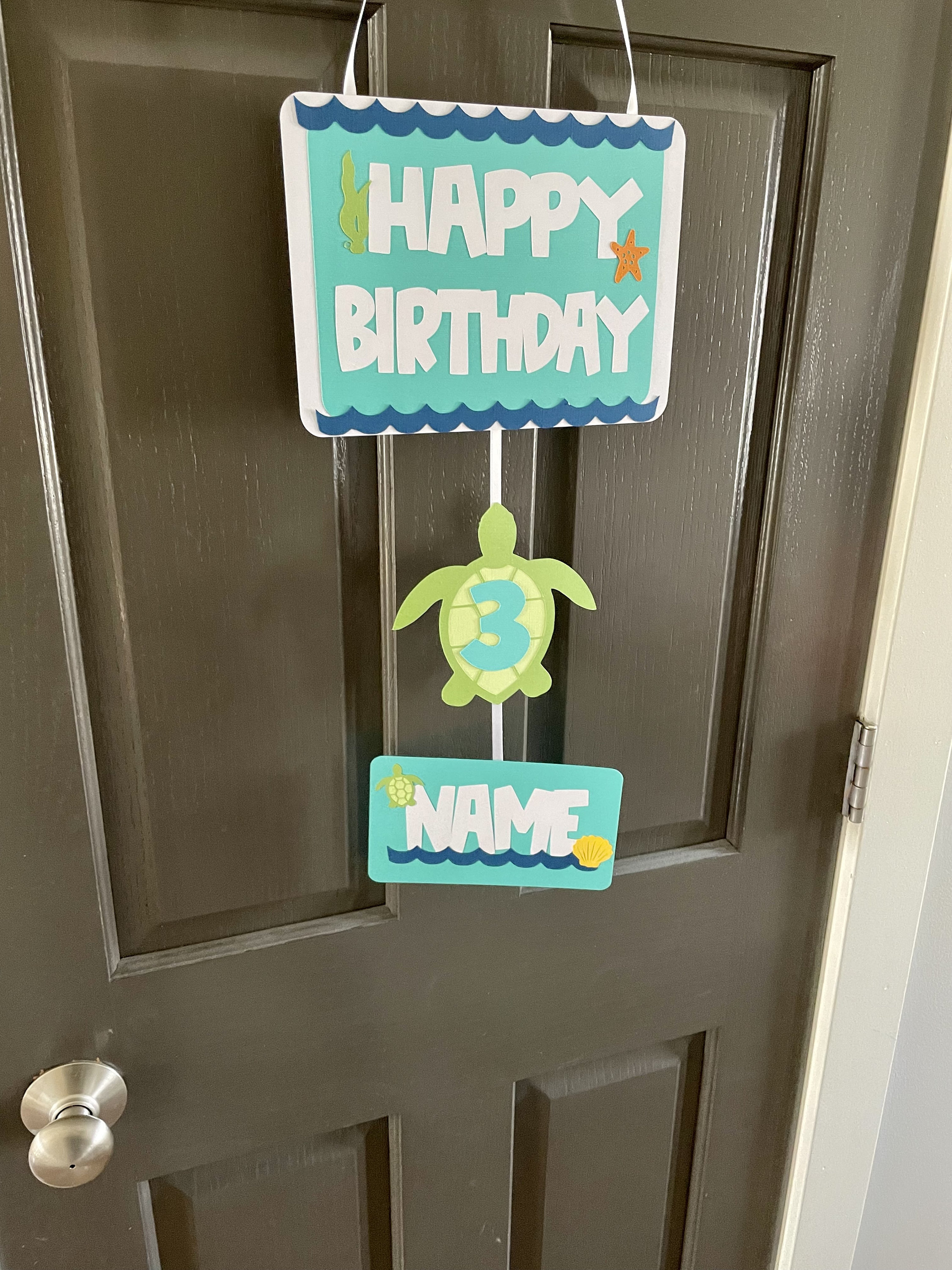 Sea Turtle Themed Birthday Door Sign, Sea Turtle, Ocean Birthday Door ...