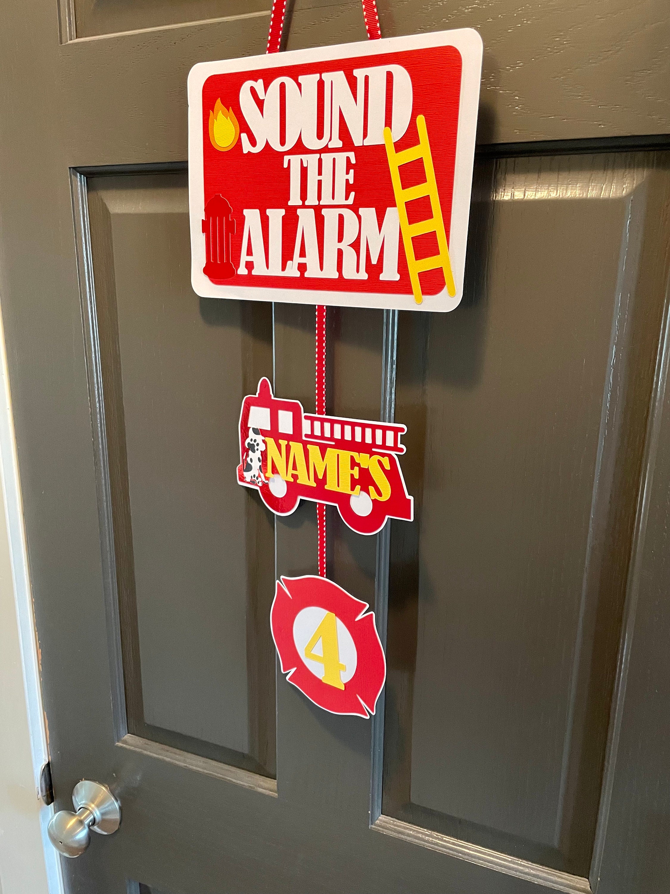 Fire and Firefighter Themed Birthday Door Sign, Firefighter Birthday ...