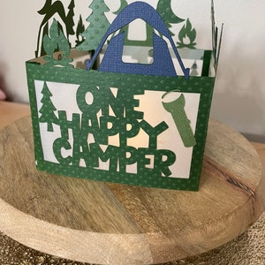 Camping Theme Birthday Party Table Centerpiece, Camping, Happy Camper ...