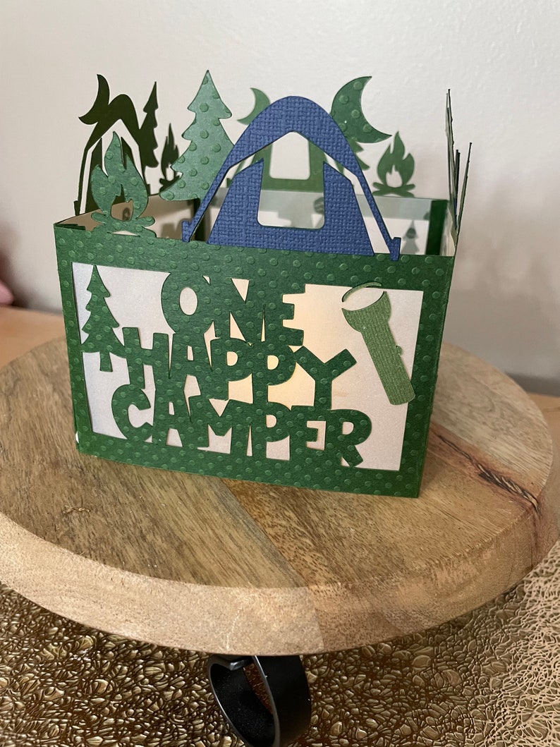 Camping Theme Birthday Party Table Centerpiece, Camping, Happy Camper ...
