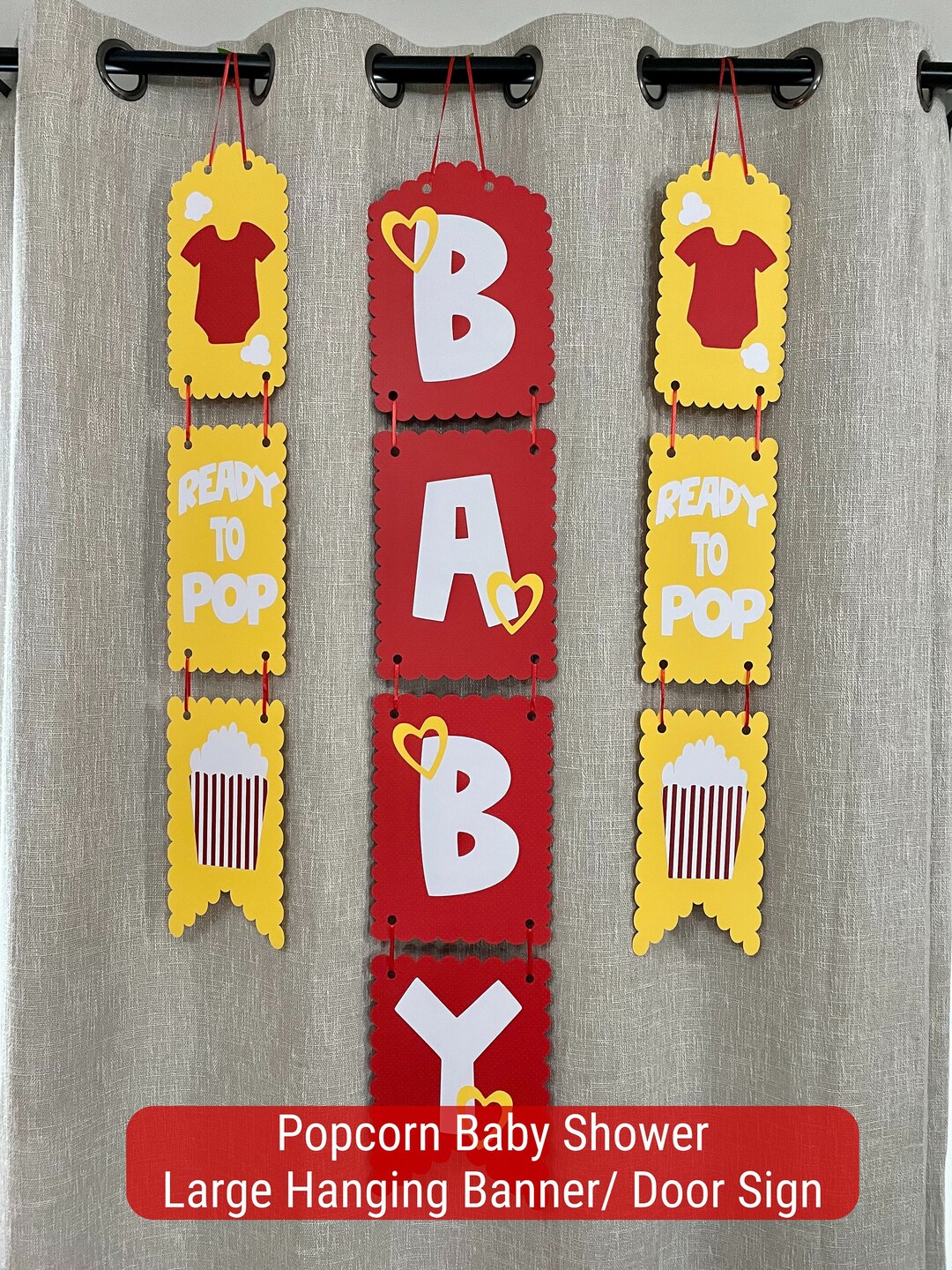 Popcorn Themed Baby Shower Hanging Banner, Baby Shower Door Decor, Baby ...