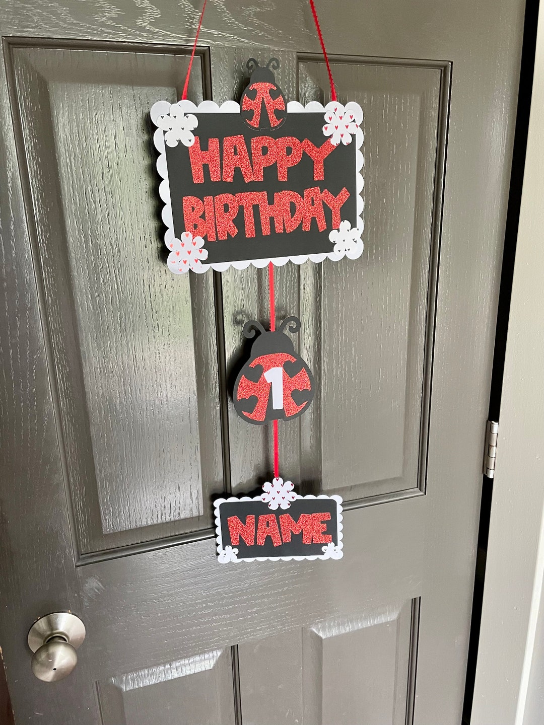Ladybug Themed Birthday Door Sign, Ladybug Birthday Door Decoration ...