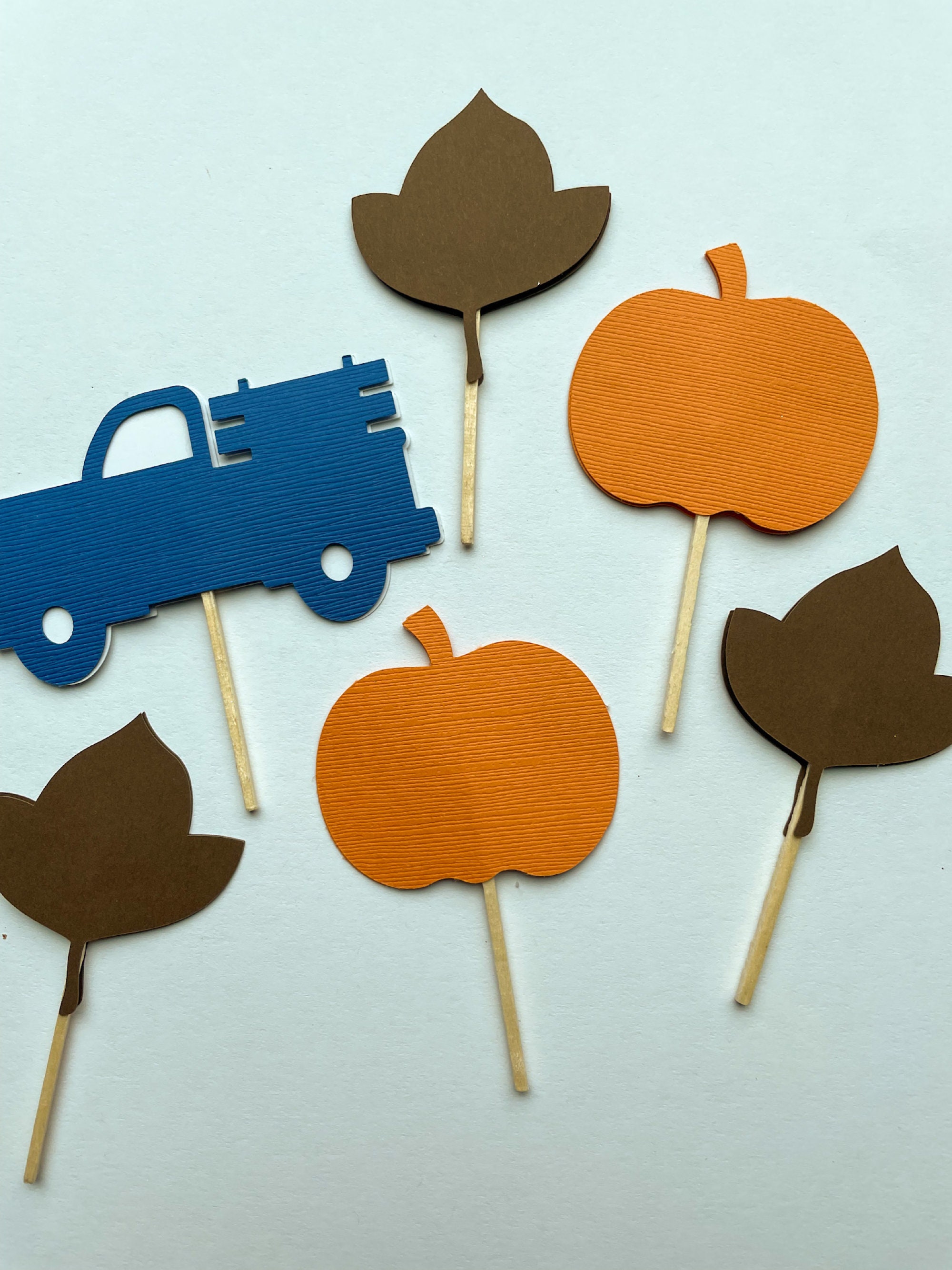 Fall Themed Cupcake Toppers Blue Truck Fall Cupcake Toppers - Etsy