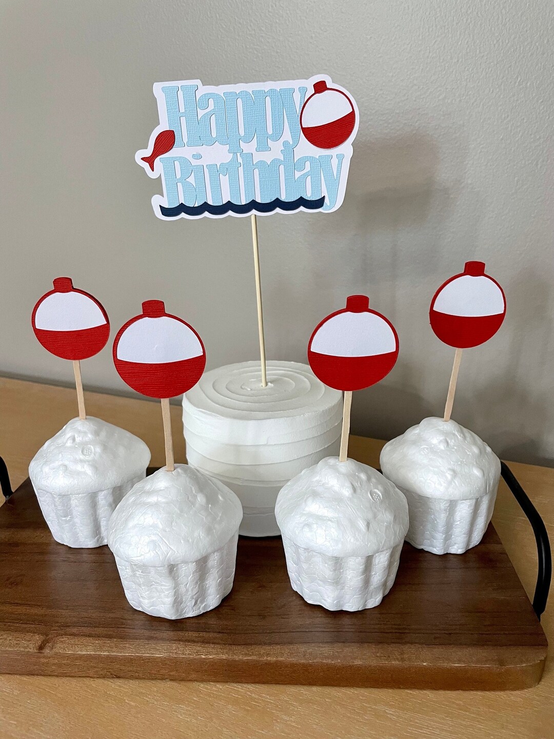 Fishing Themed Cake and Cupcake Toppers, the Big One Birthday, Fishing ...