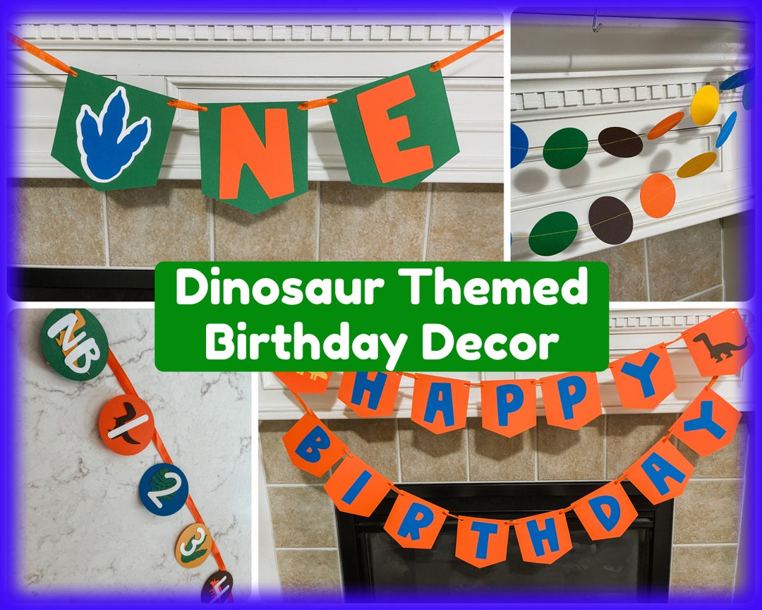 Dinosaur Theme Birthday Decor, First Birthday Decor Pack, Oneasaurus ...