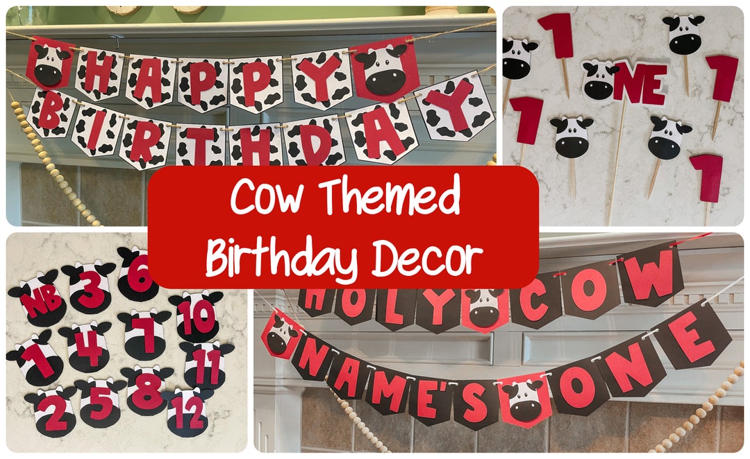 Cow Themed Birthday Decorations, Holy Cow First Birthday, Holy Cow ...