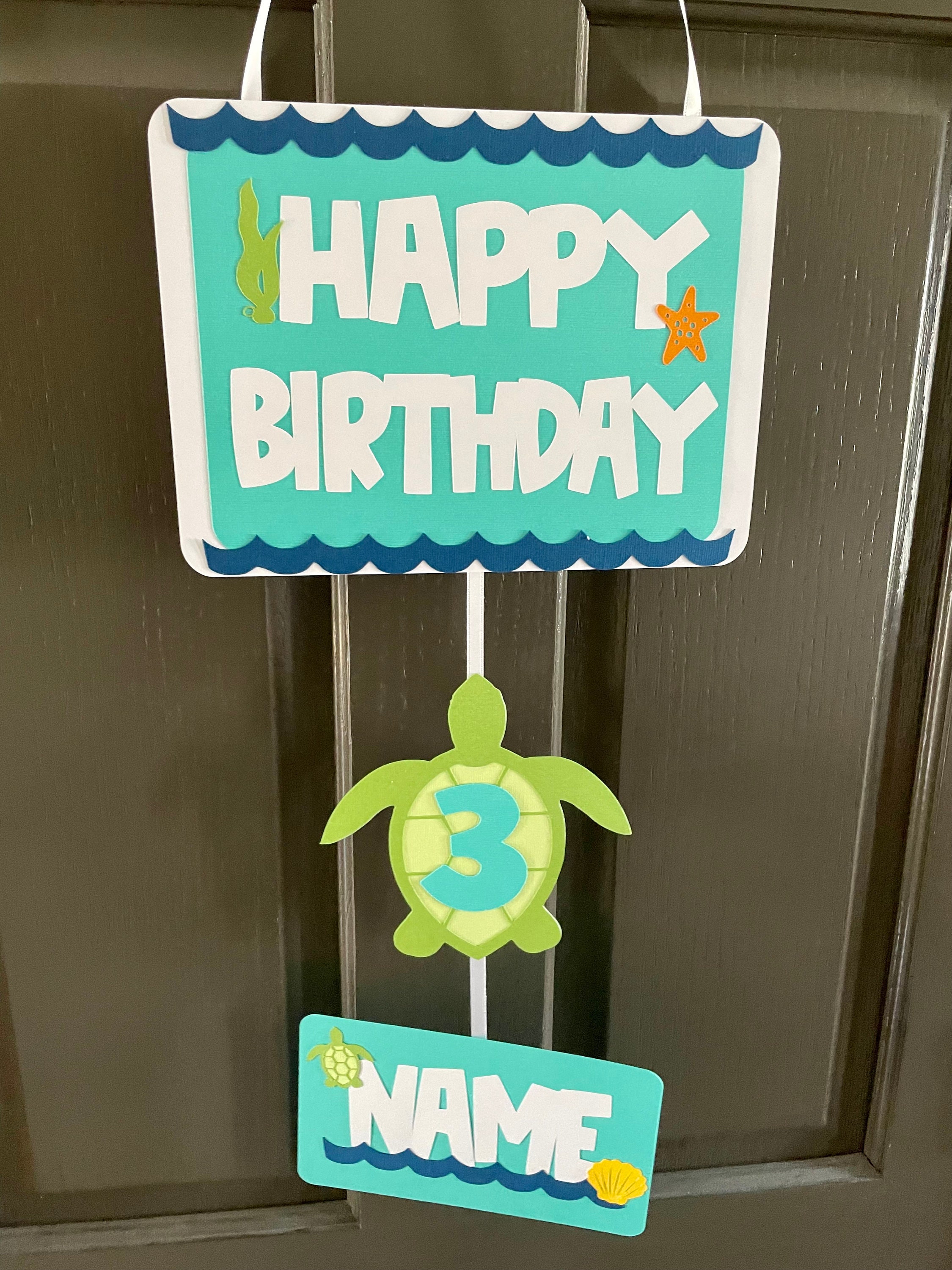 Sea Turtle Themed Birthday Door Sign, Sea Turtle, Ocean Birthday Door ...