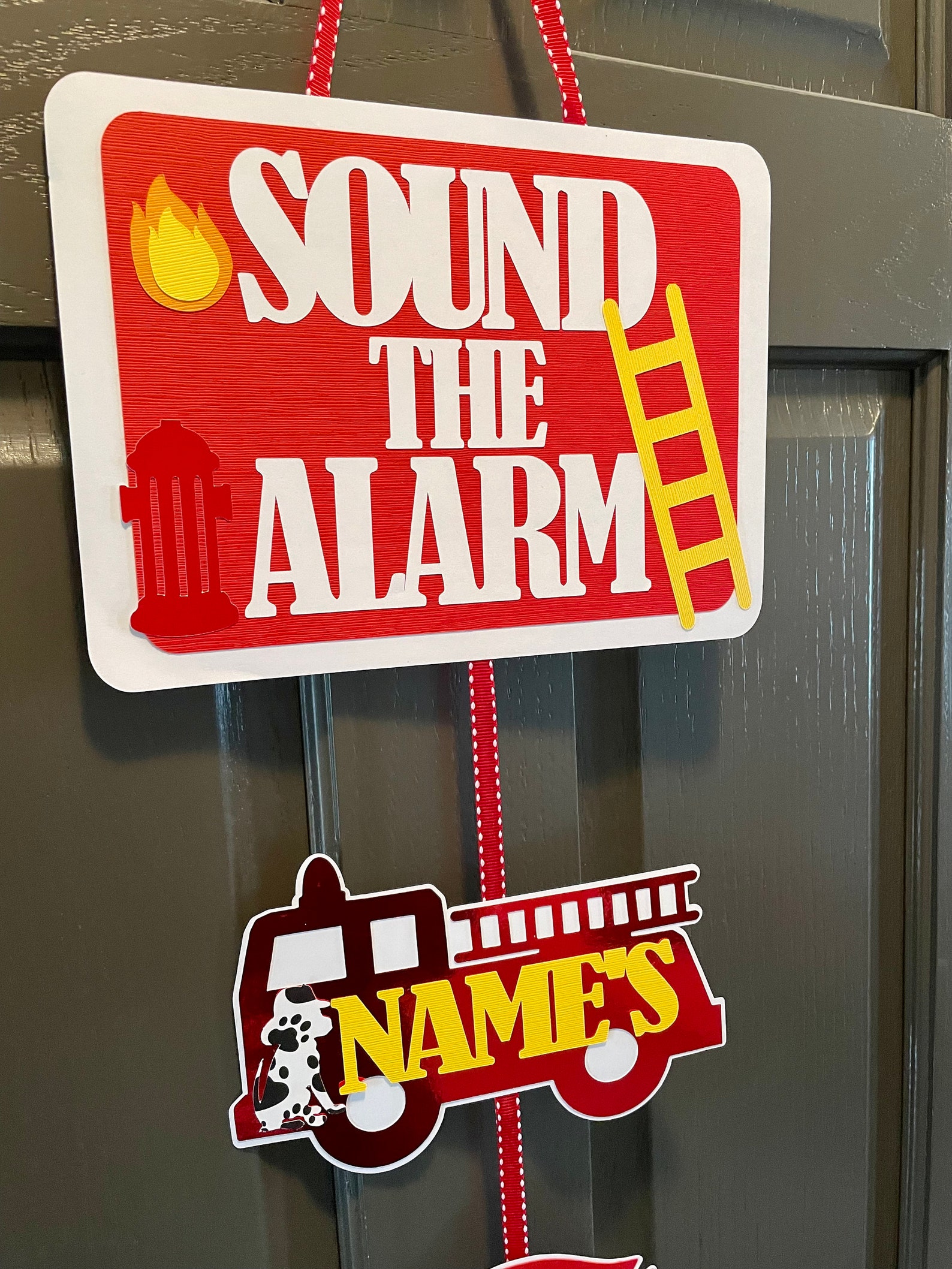 Fire and Firefighter Themed Birthday Door Sign, Firefighter Birthday ...