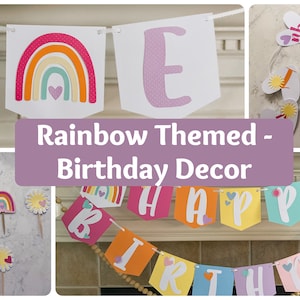 Rainbow Themed Birthday Decorations, Rainbow Theme First Birthday ...