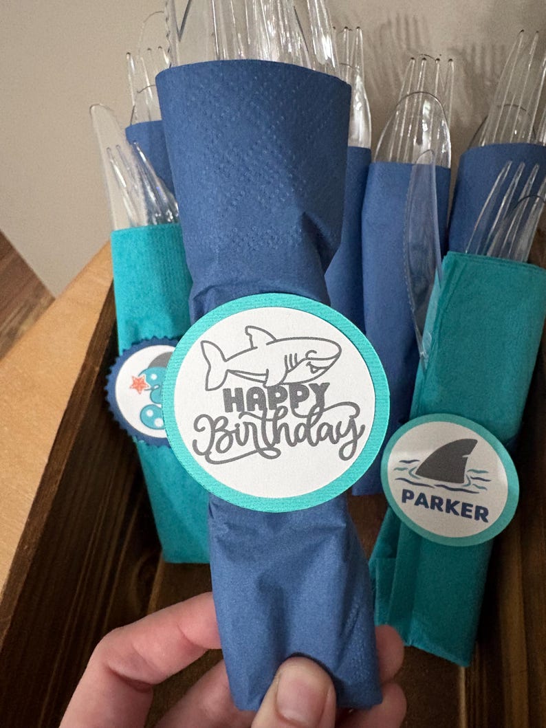 Shark Birthday Cutlery Set, Shark Birthday Party or Event Silverware ...