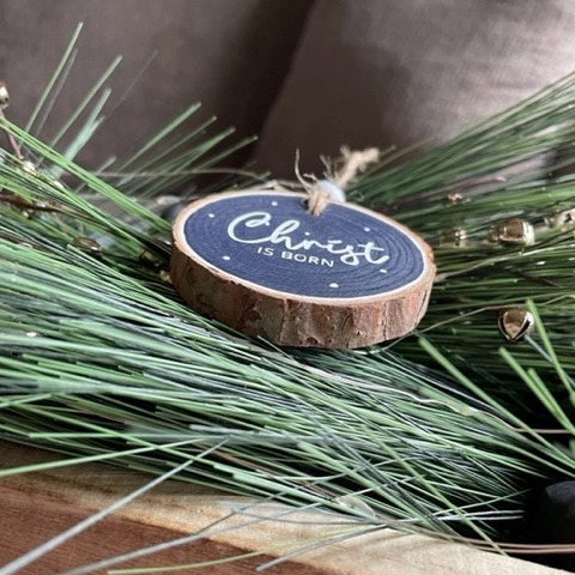 Christ is Born Wood Slab Christmas Tree Holiday Ornament - Etsy