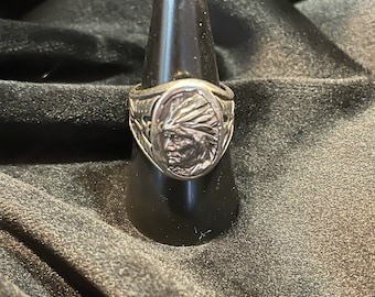 Silver Indian Head and Thunderbird Ring - Etsy