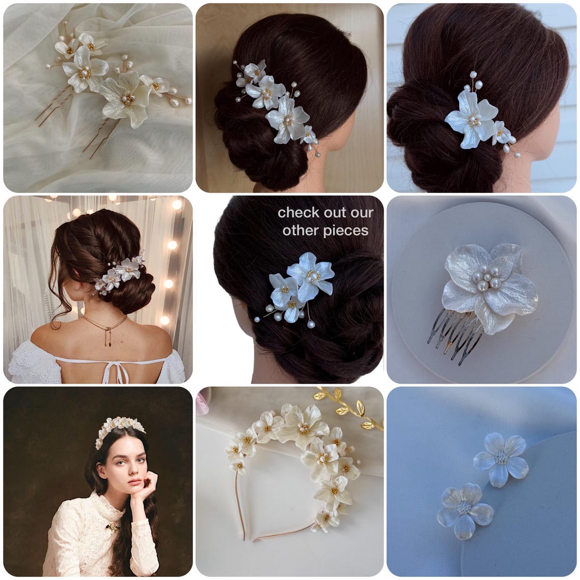Comb With Natural Pearls and Flowers | Single Hair Flower With Natural ...