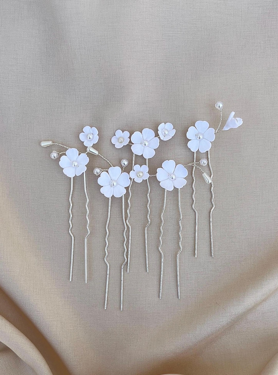Handmade Bridal Flower Hair Pins, Wedding Flower Hair Pins, Bridal Hair ...
