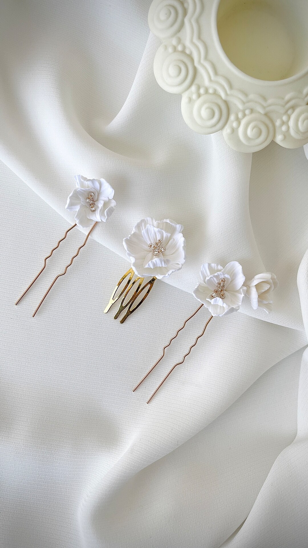 Elegant Hair Pins Set Bridal Hair Accessories Bridal Headpiece Floral ...