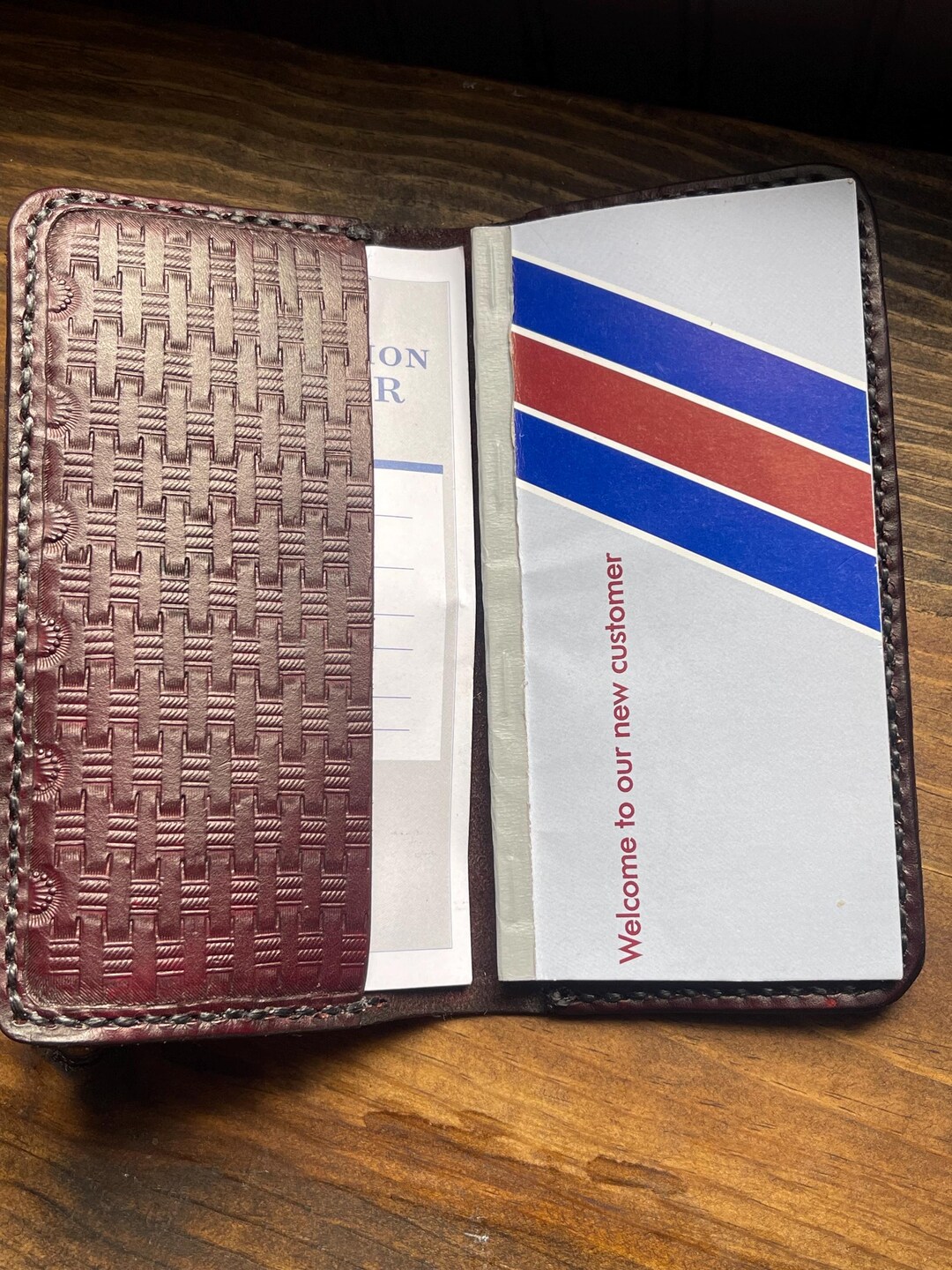Leather Checkbook/receipt Wallet, Minimalist Wallet, Farhers Day Gift ...