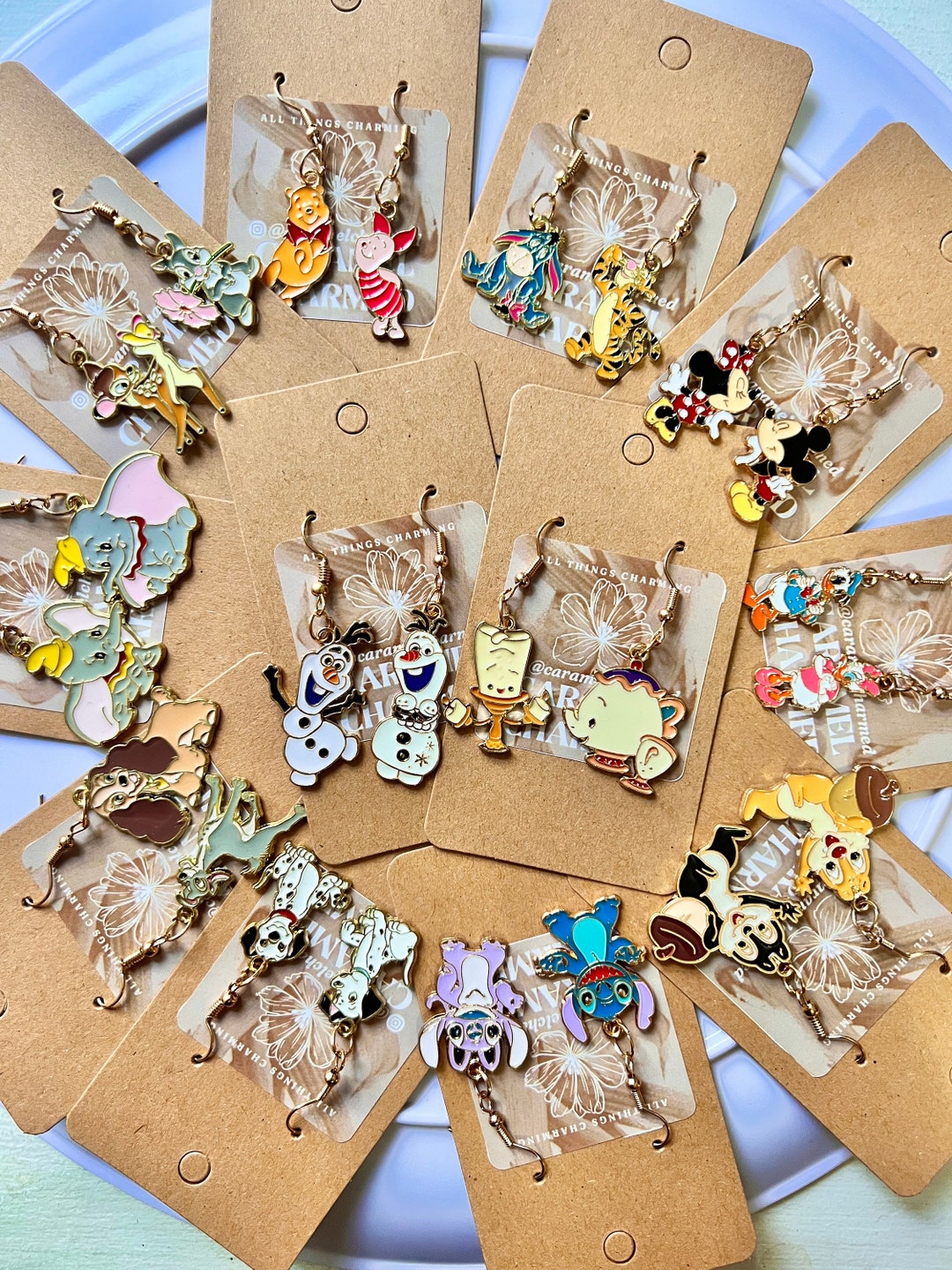 Caramel Charmed - Disney Characters Drop Dangle Earrings - Etsy