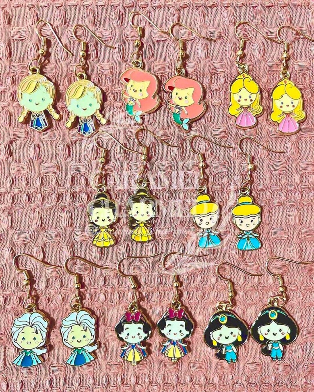 Caramel Charmed Disney Princess Characters Earrings - Etsy