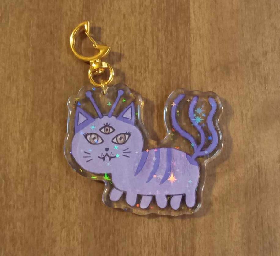 Holographic Alien Cat- Bag Charm! - Etsy