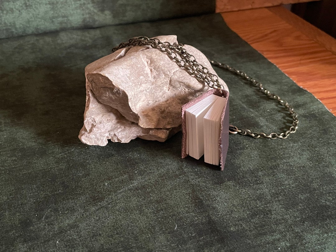 Storybook Charm Necklace Pendant With Chain, Usable Pages Mini Book ...