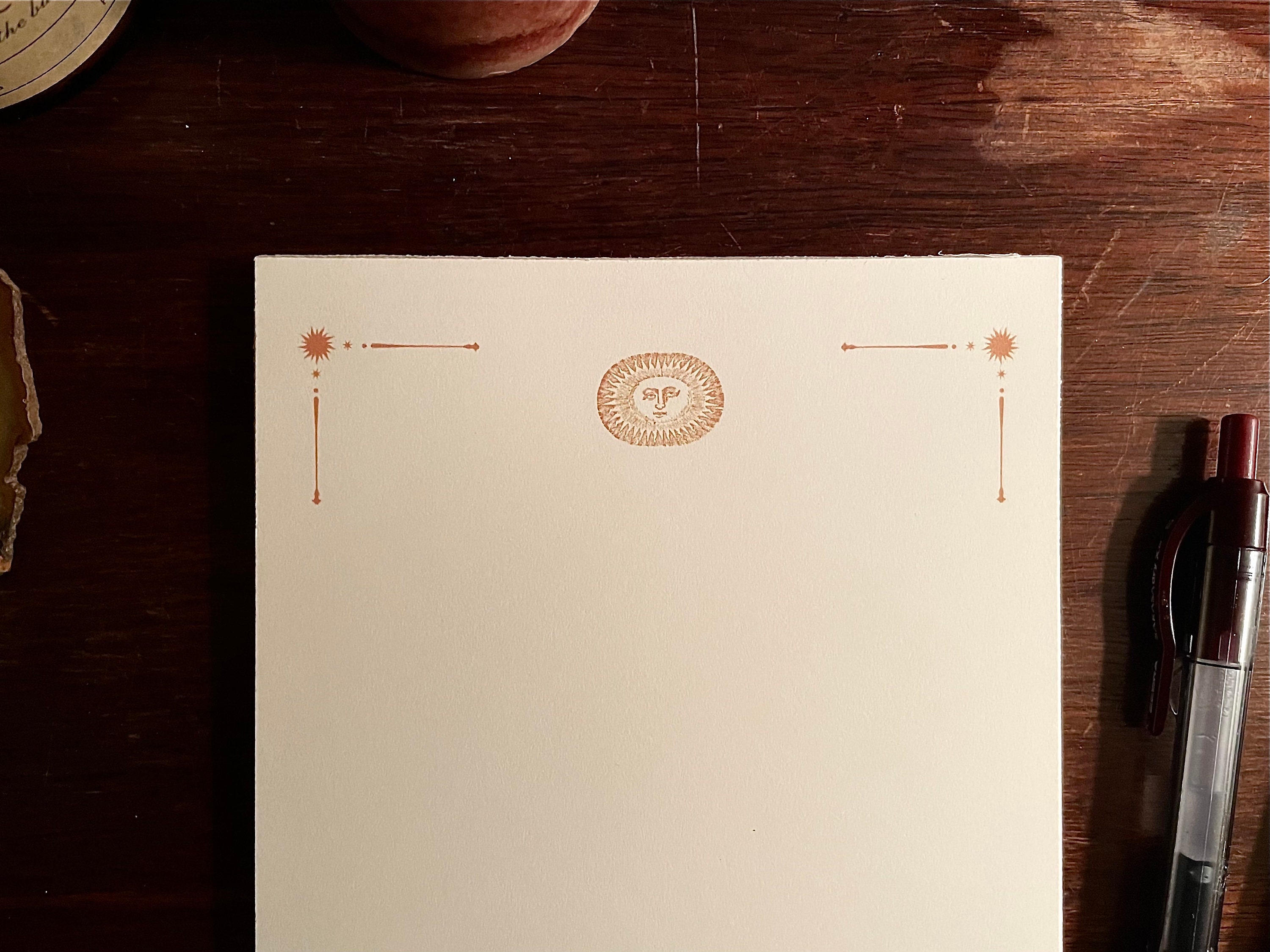 Golden Hour Letter Writing Pad, Celestial Sun Pen Pal Stationery ...