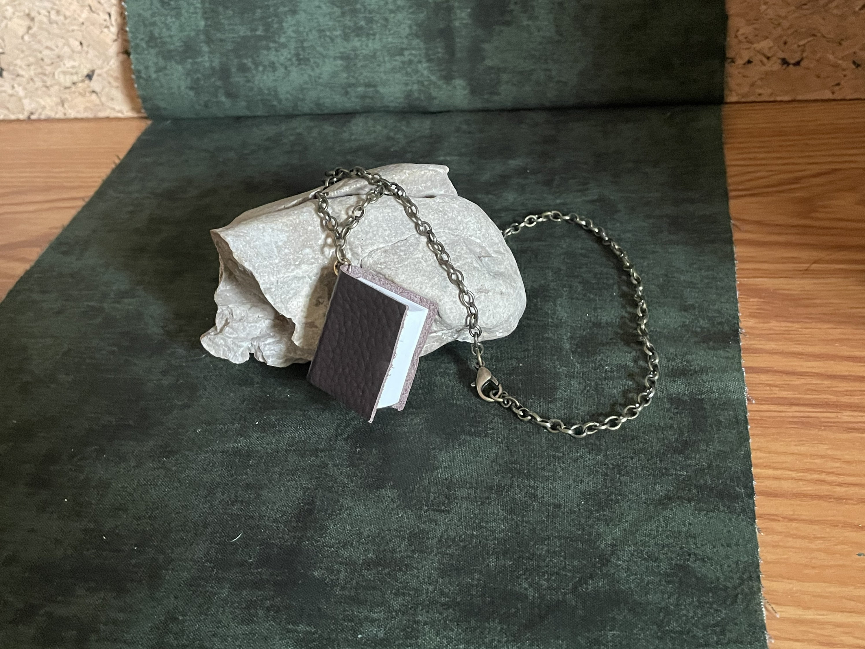 Storybook Charm Necklace Pendant With Chain, Usable Pages Mini Book ...