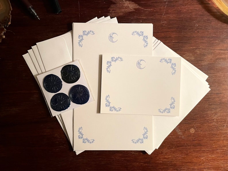Lunar Lights Correspondence Card Letter Gift Set, Victorian Blue Moon ...