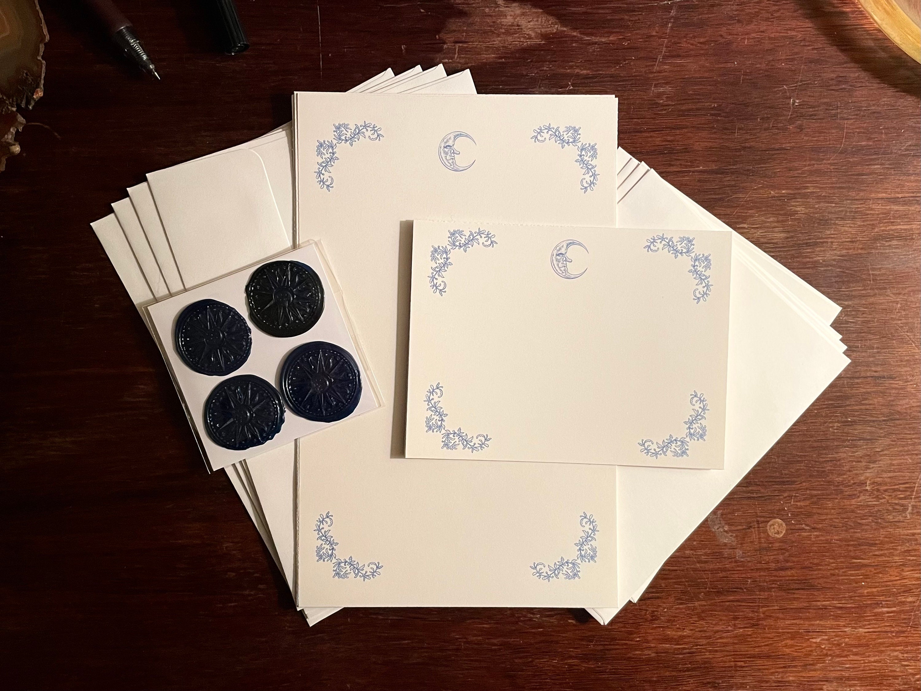 Lunar Lights Correspondence Card Letter Gift Set, Victorian Blue Moon ...