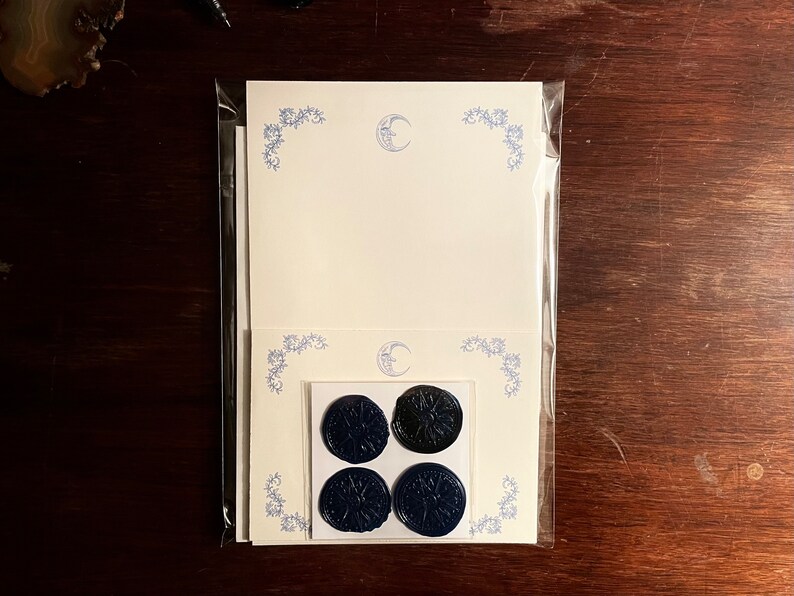 Lunar Lights Correspondence Card Letter Gift Set, Victorian Blue Moon ...
