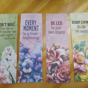 Flower Lover Bookmarks, Spring Lover Bookmarks, Inspirational Quotes ...