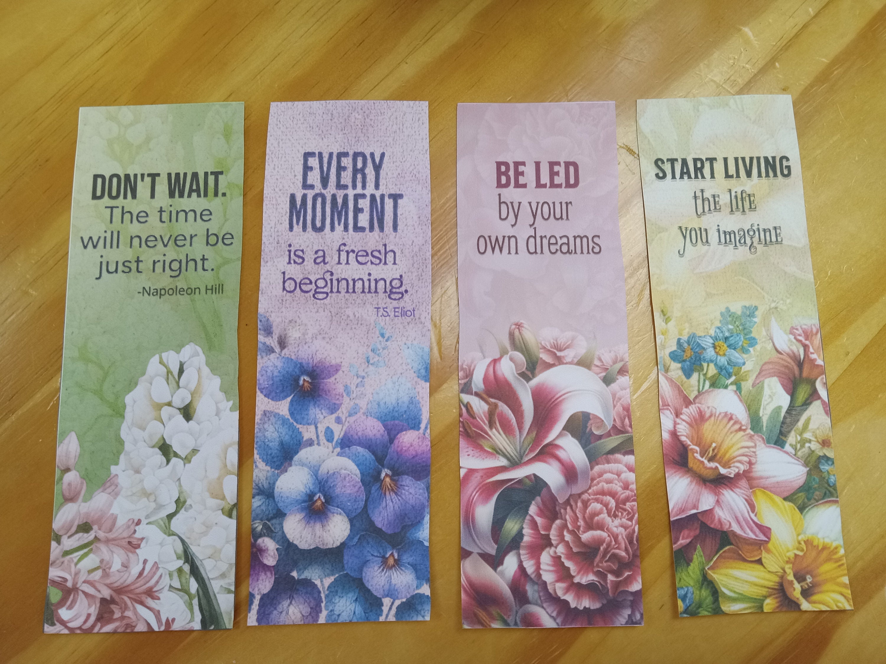 Flower Lover Bookmarks, Spring Lover Bookmarks, Inspirational Quotes ...