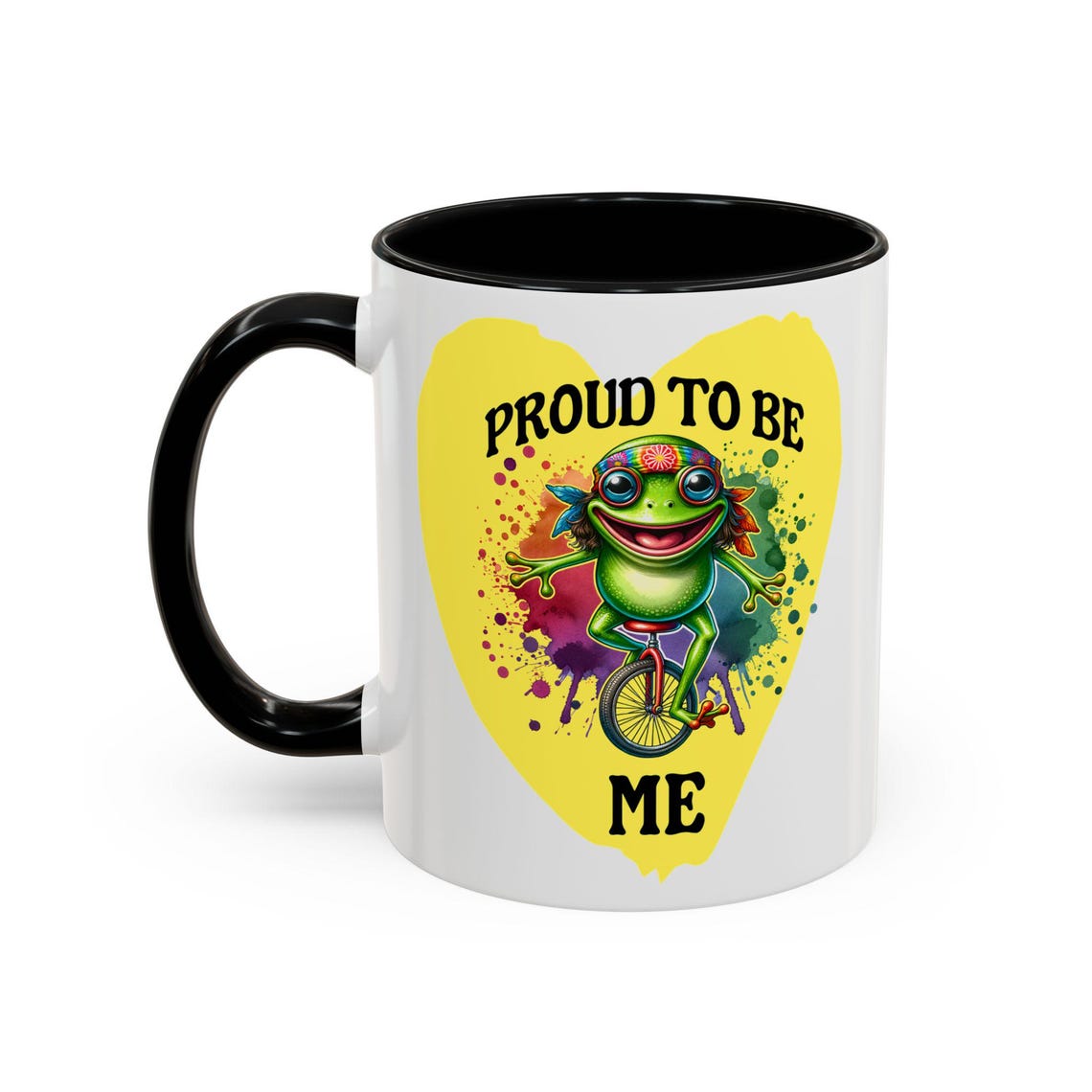 Happy Frog on a Unicycle Mug, Frog Art Mug, Unique AI Design Mug ...